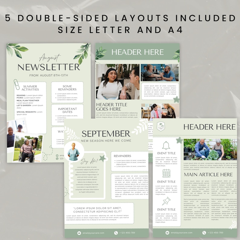 Home Care Service Newsletter Pack, Caregiver Newsletter Template ...