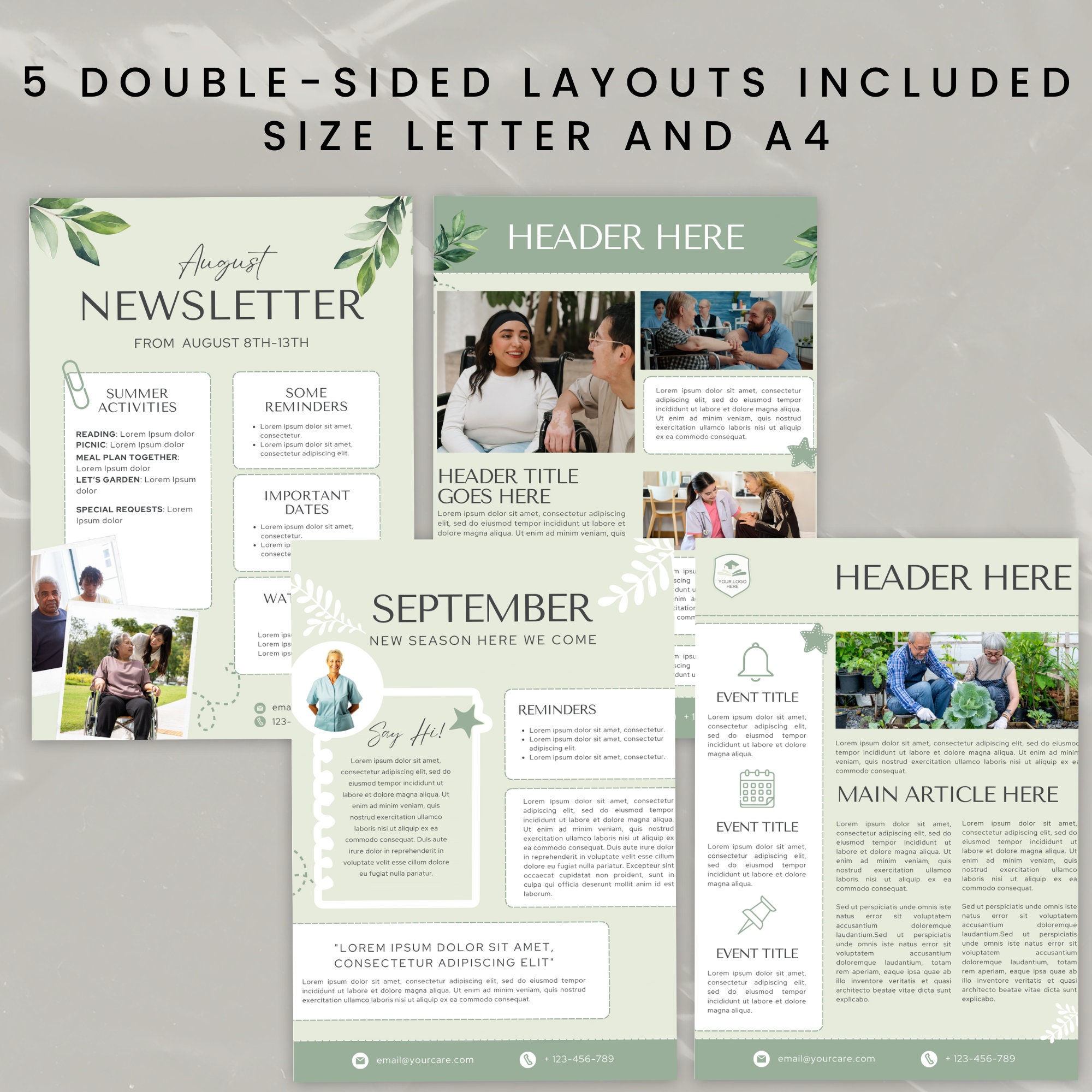 Home Care Service Newsletter Pack, Caregiver Newsletter Template ...