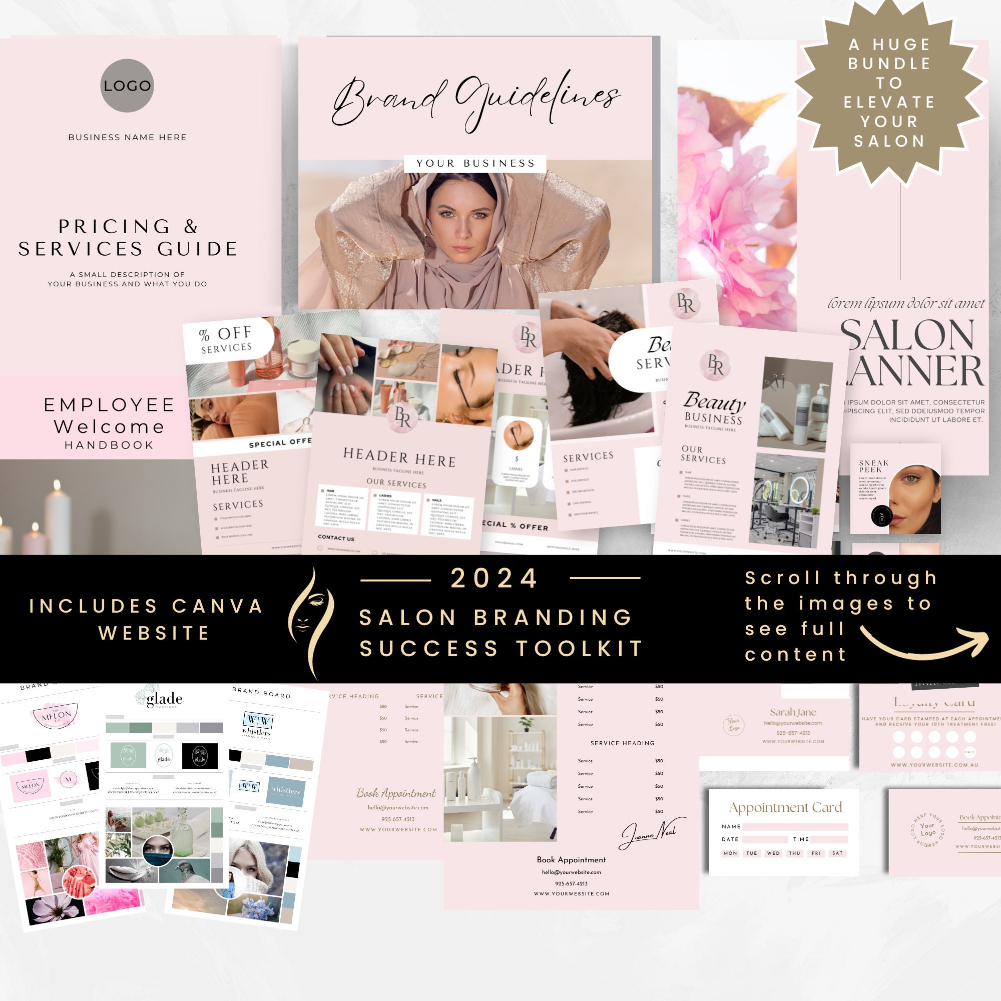Beauty Salon Brand Identity Kit, Branding Templates Bundle, Salon ...
