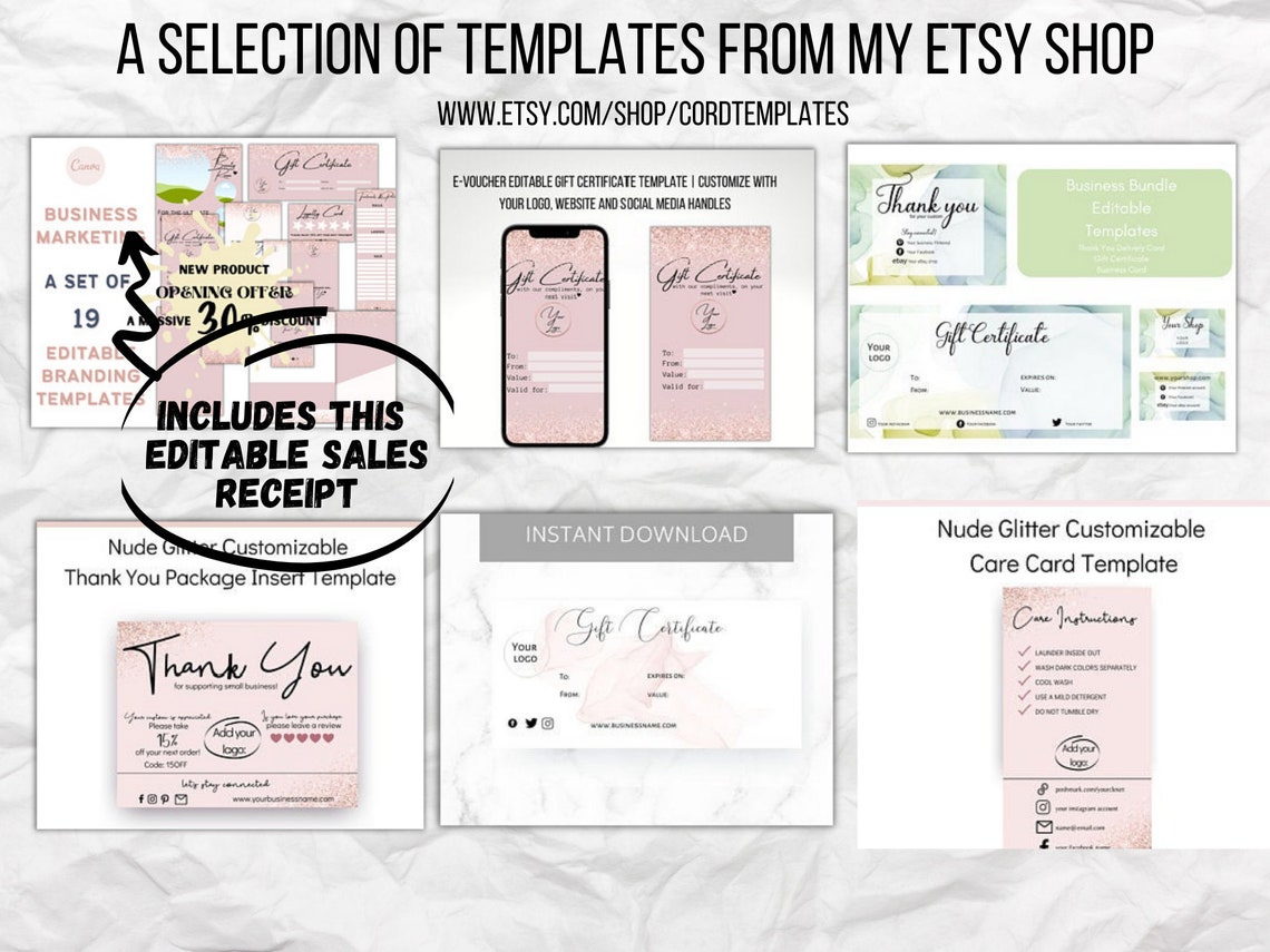 Editable Business Sales Receipt Template Customizable and - Etsy