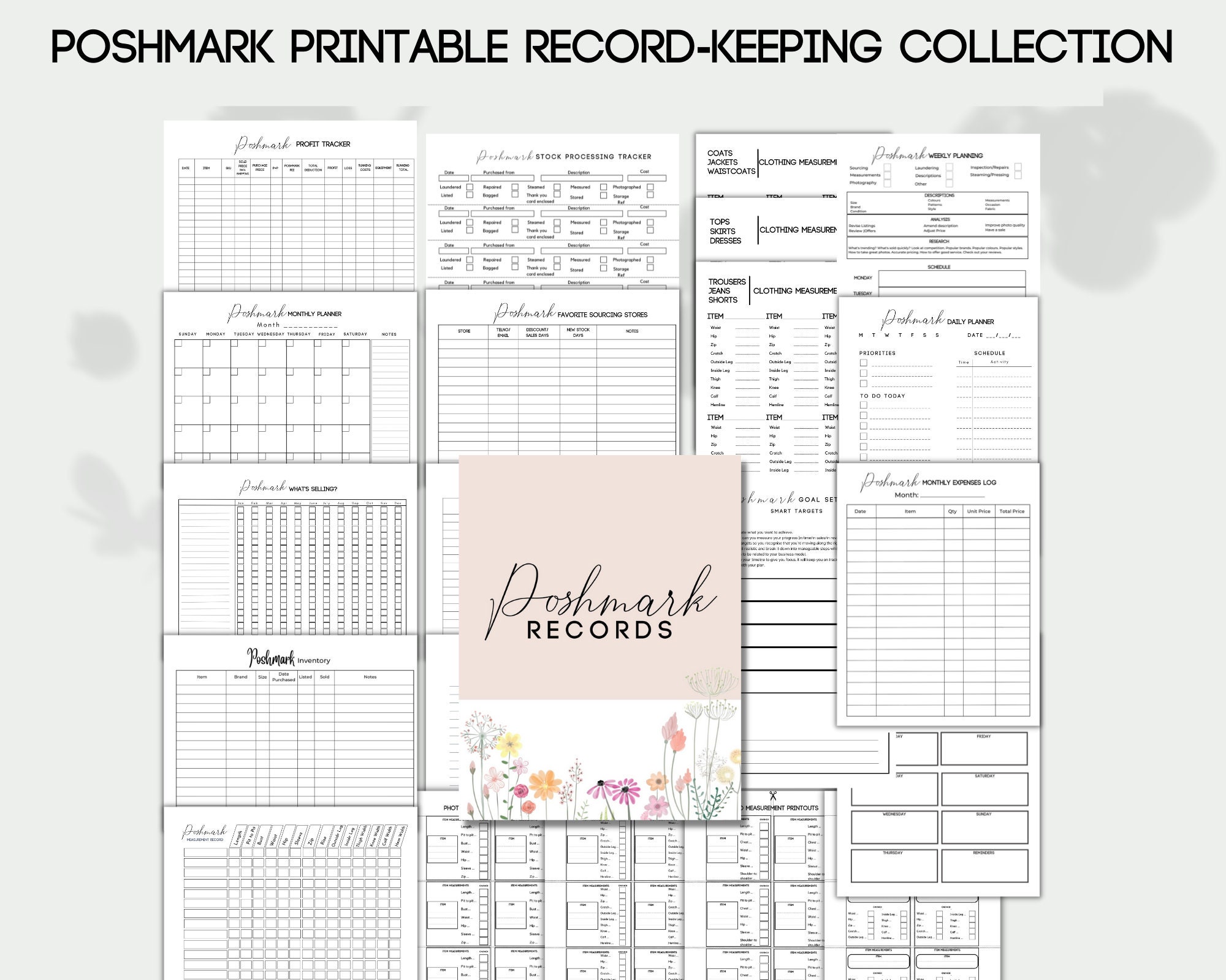 Poshmark Bundle | PDF Printable Record Sheets | Editable Closet Sign ...