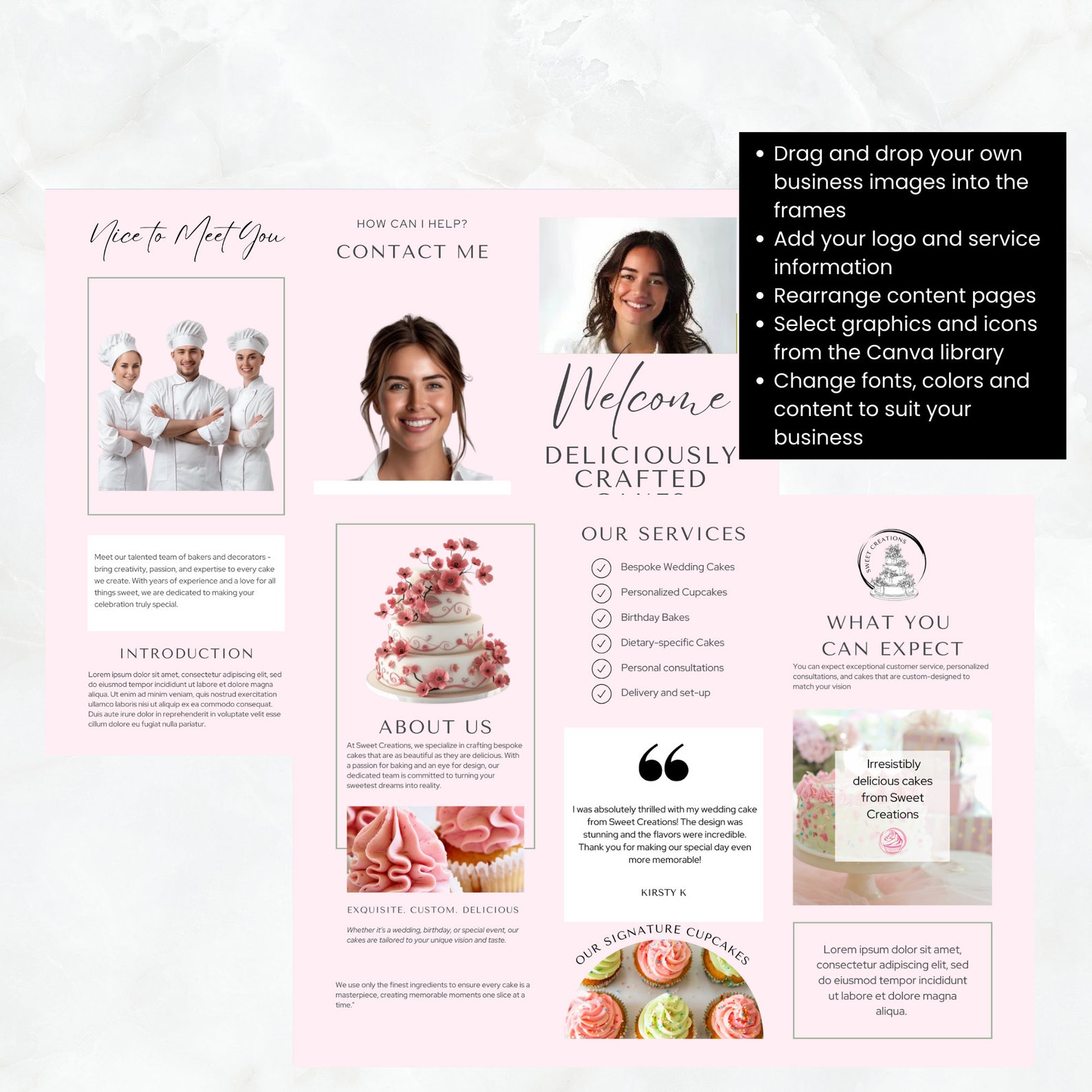 Bakery Business Trifold Leaflet, Editable Cake Making Business Flyer ...