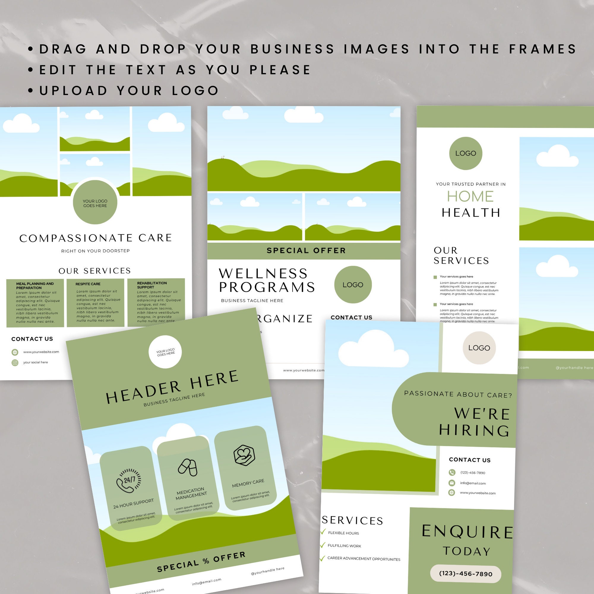 Home Care Service Flyers Pack, Flyers Templates for at Home Caregiver ...