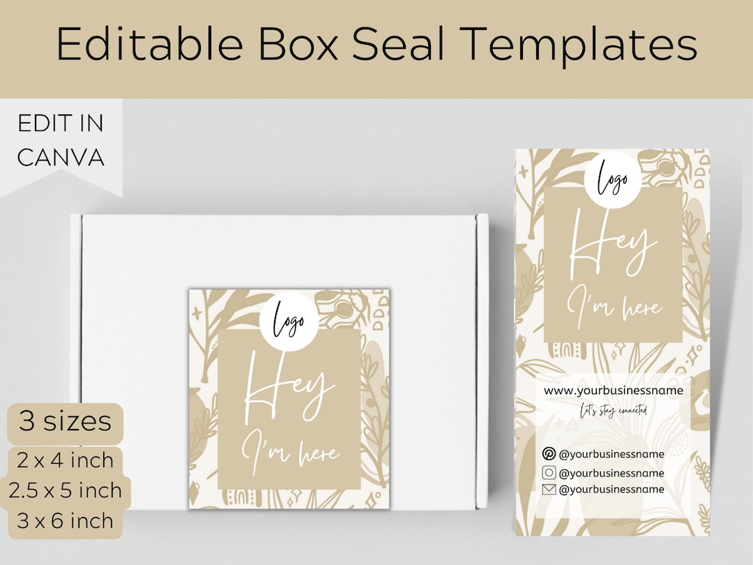 Editable Box Seal Template, Box Seal Label, Custom Branding Template ...