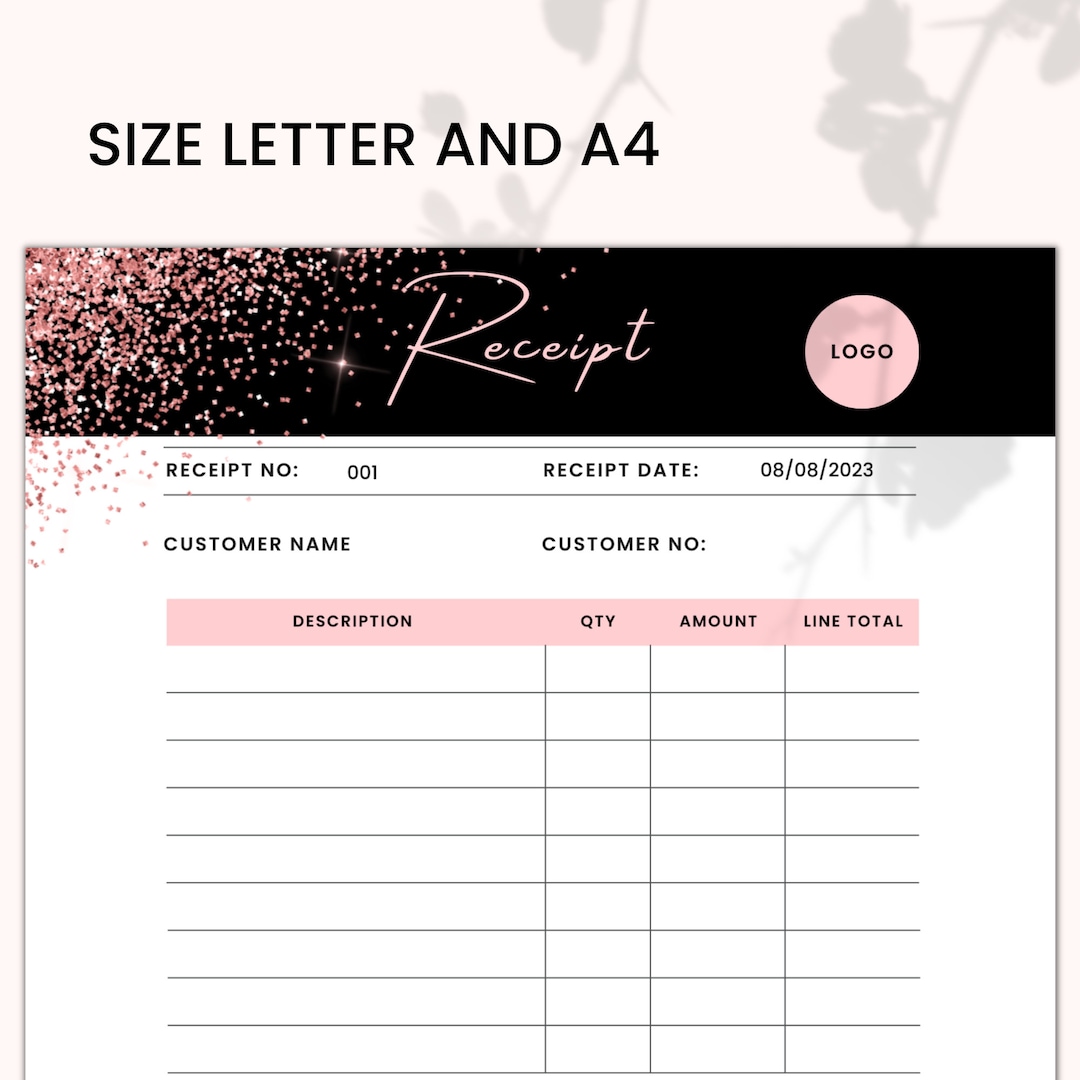 Editable Business Sales Receipt Template, Customizable and Printable ...
