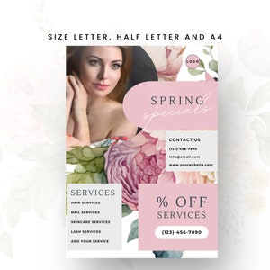 Salon Spring Specials Flyer, DIY Flyer Template for Hair, Nail Tech ...