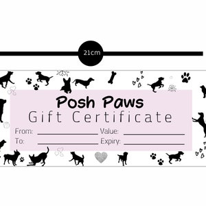 Dog Gift Certificate Printable Template. DIY Editable Gift Card, Add ...