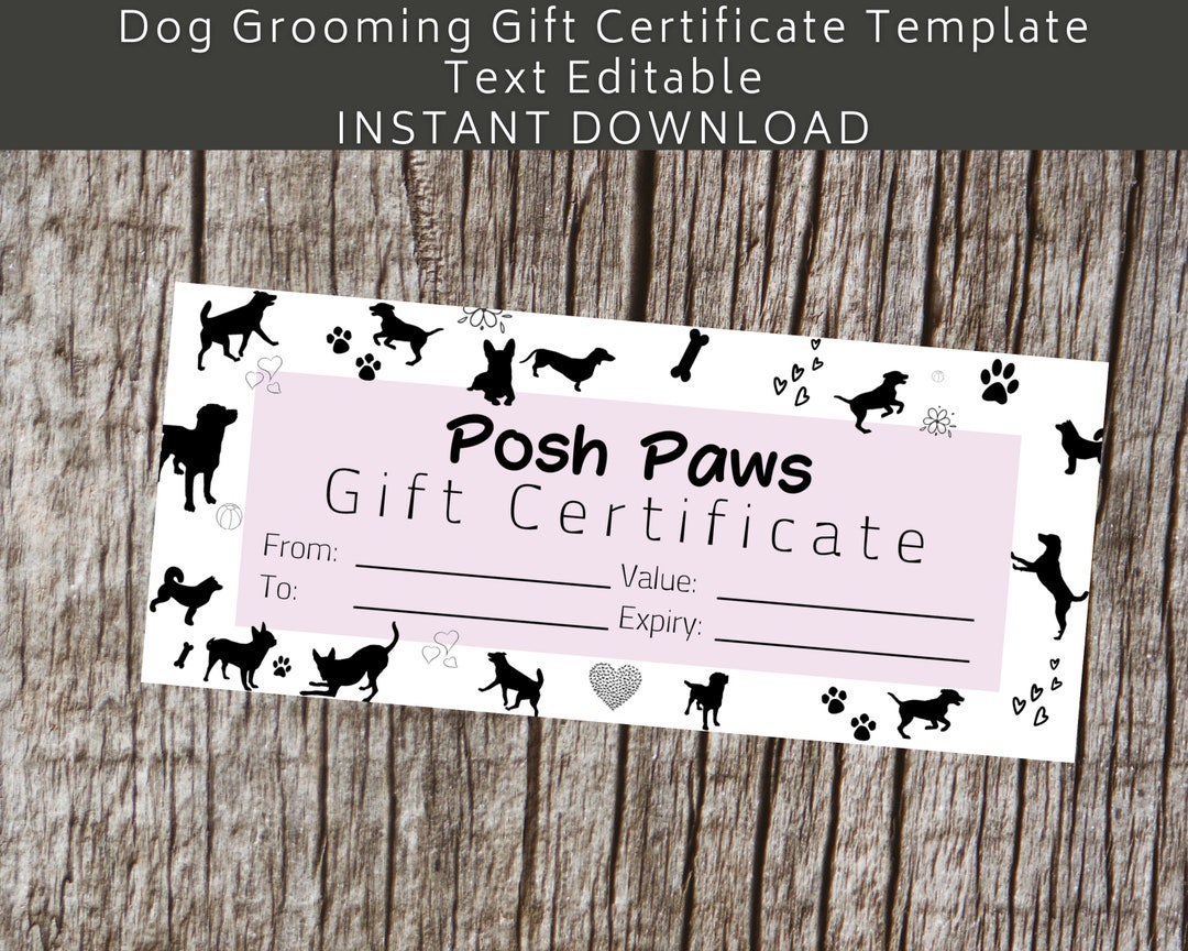 Dog Gift Certificate Template. DIY Gift Voucher for Small Business ...