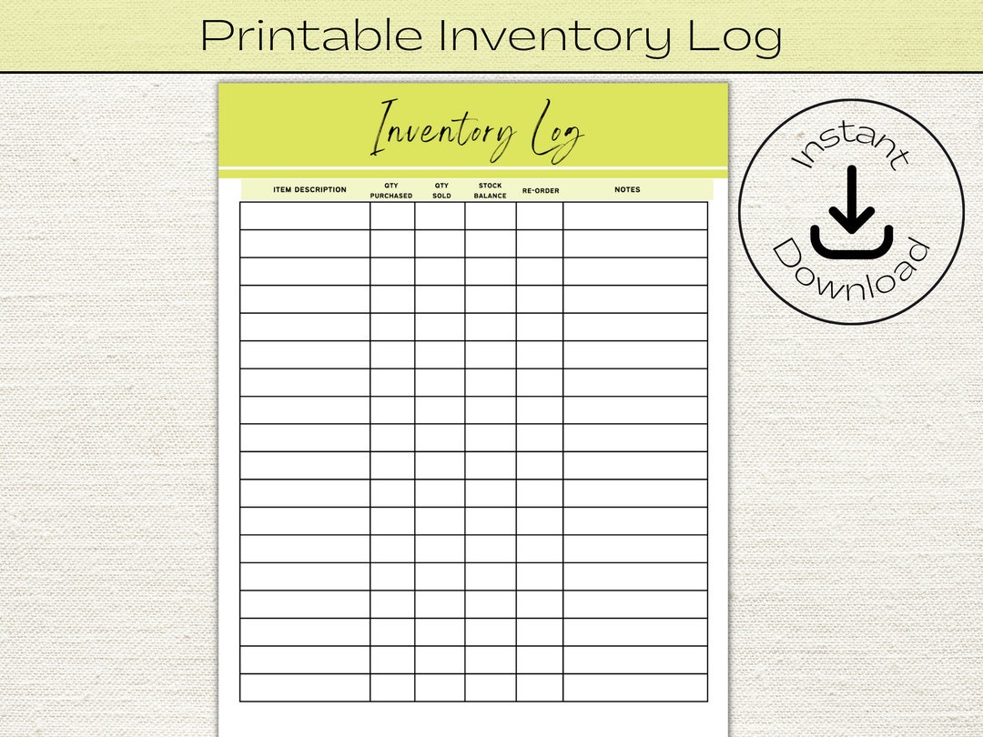 Inventory Tracker, Printable Inventory Management Log for Small ...