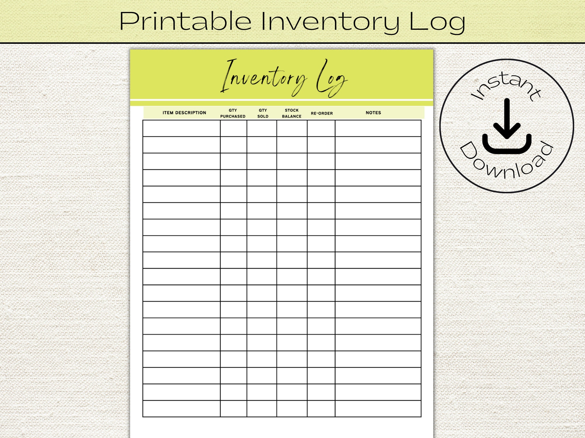Inventory Tracker, Printable Inventory Management Log for Small ...