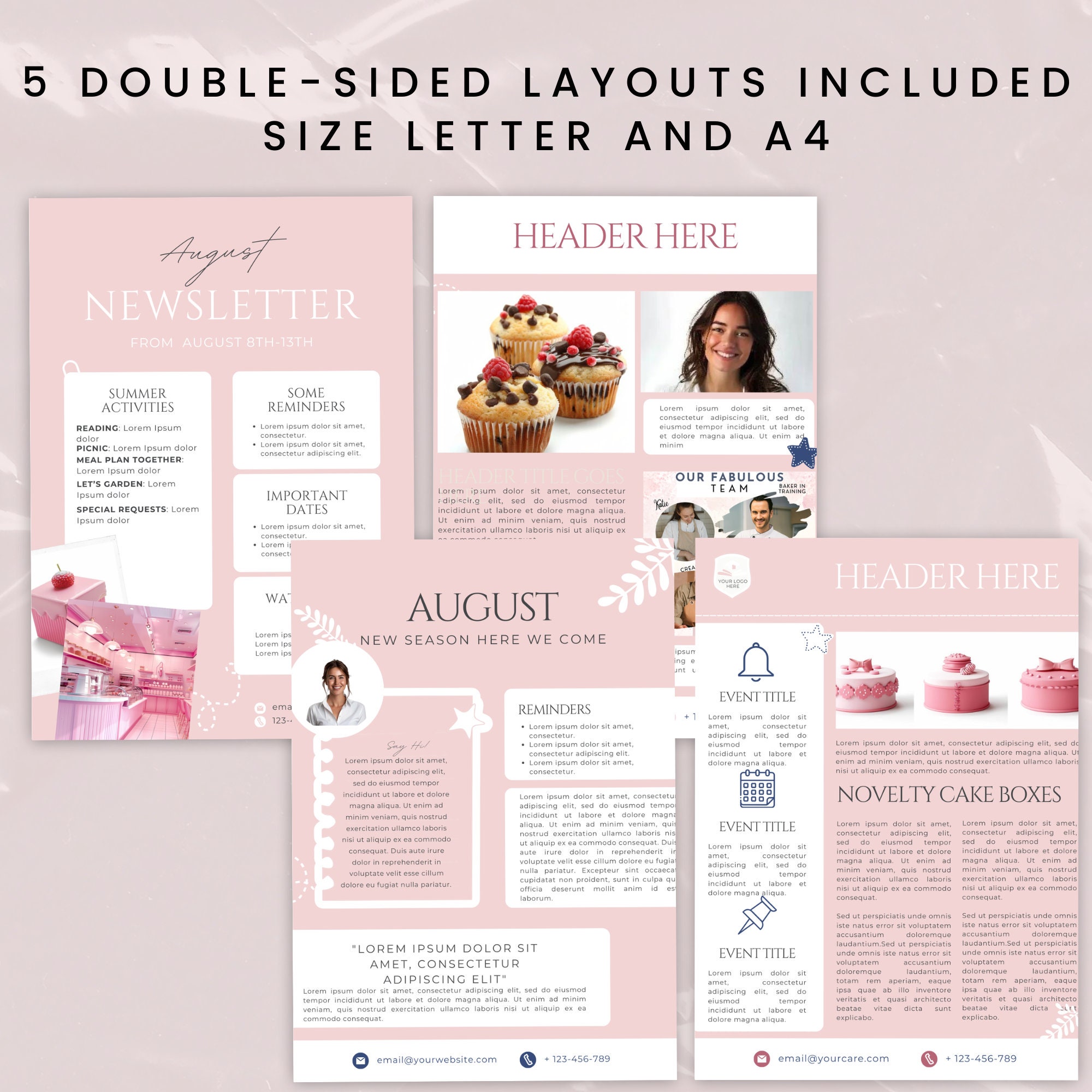 Cake Business Service Newsletter Pack, Bakery Newsletter Template ...
