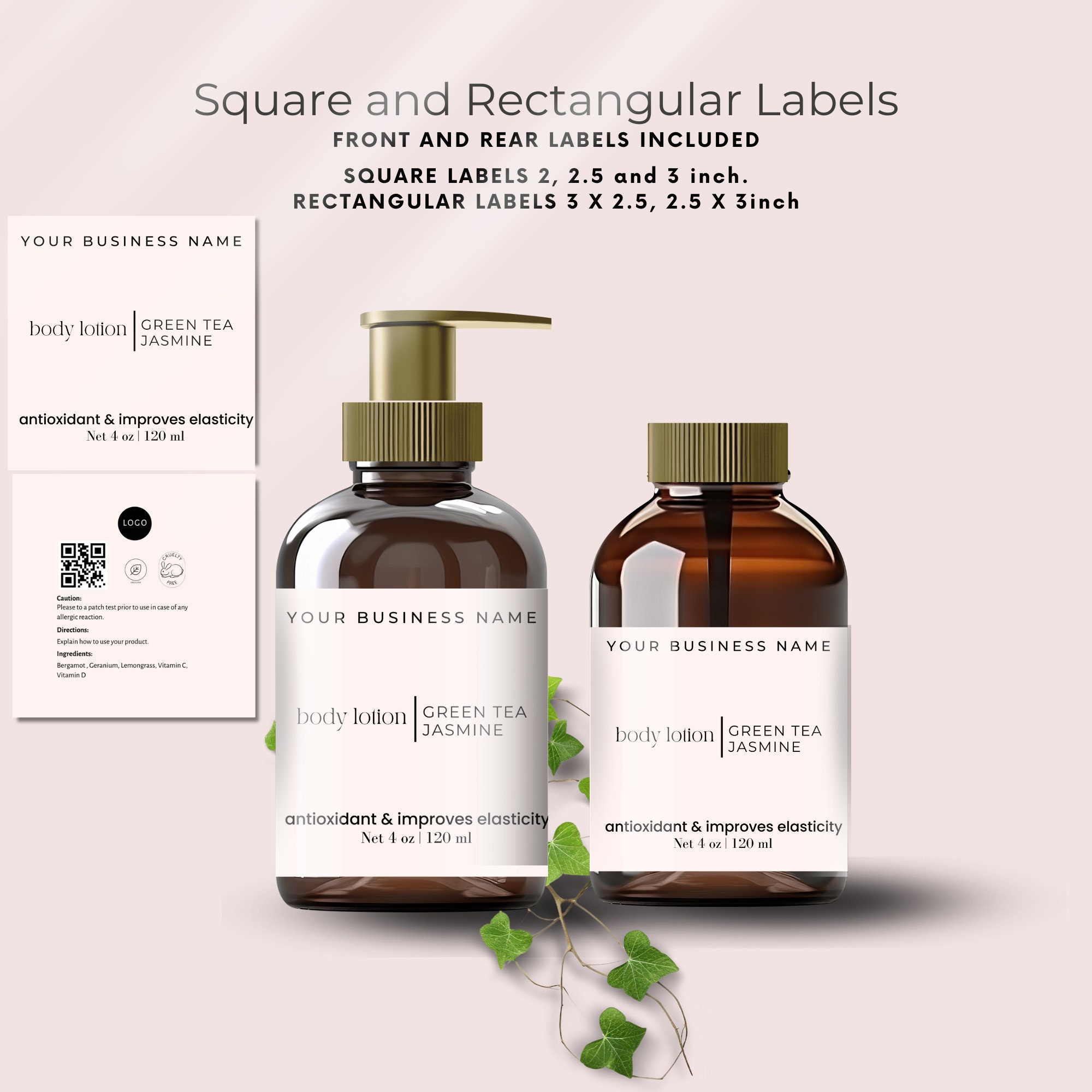 Pink Cosmetic Bottle Labels Templates, Skincare Sticker Labels for ...