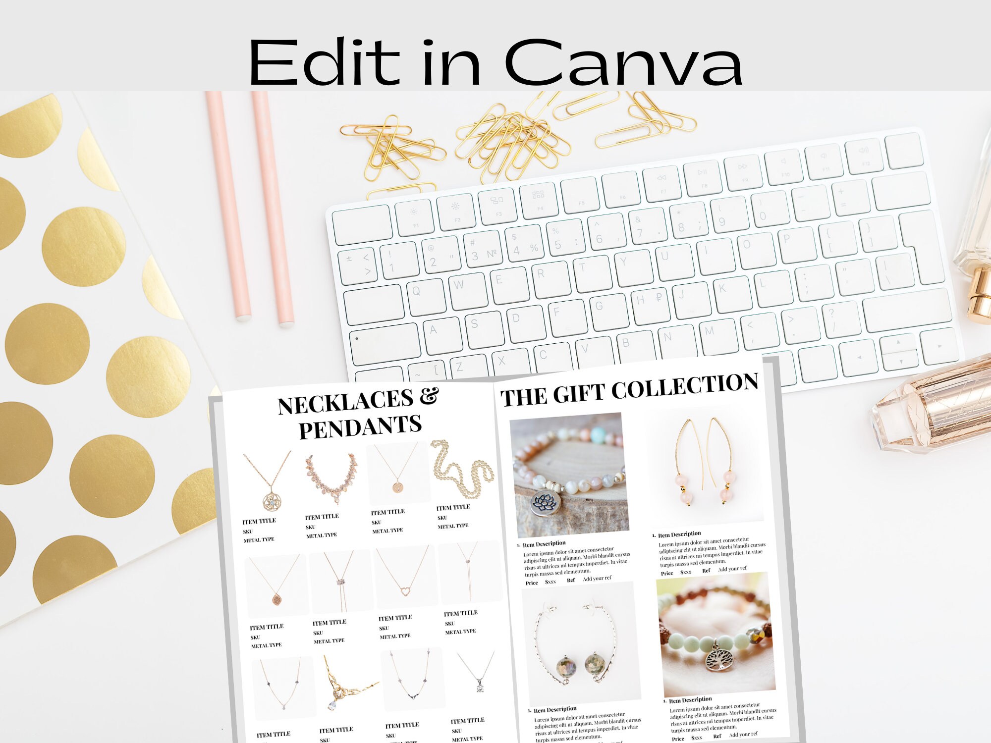 Editable Wholesale Jewelry Line Sheet Template, Canva Stock Catalog ...