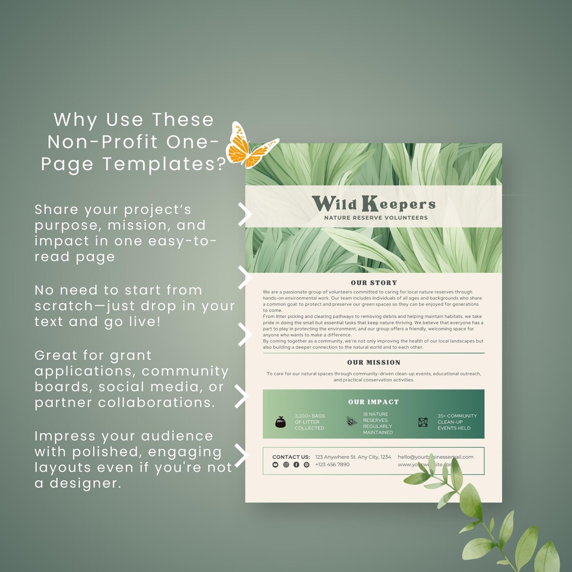 One Pager Nature Reserve Volunteer Program Templates – Editable One ...