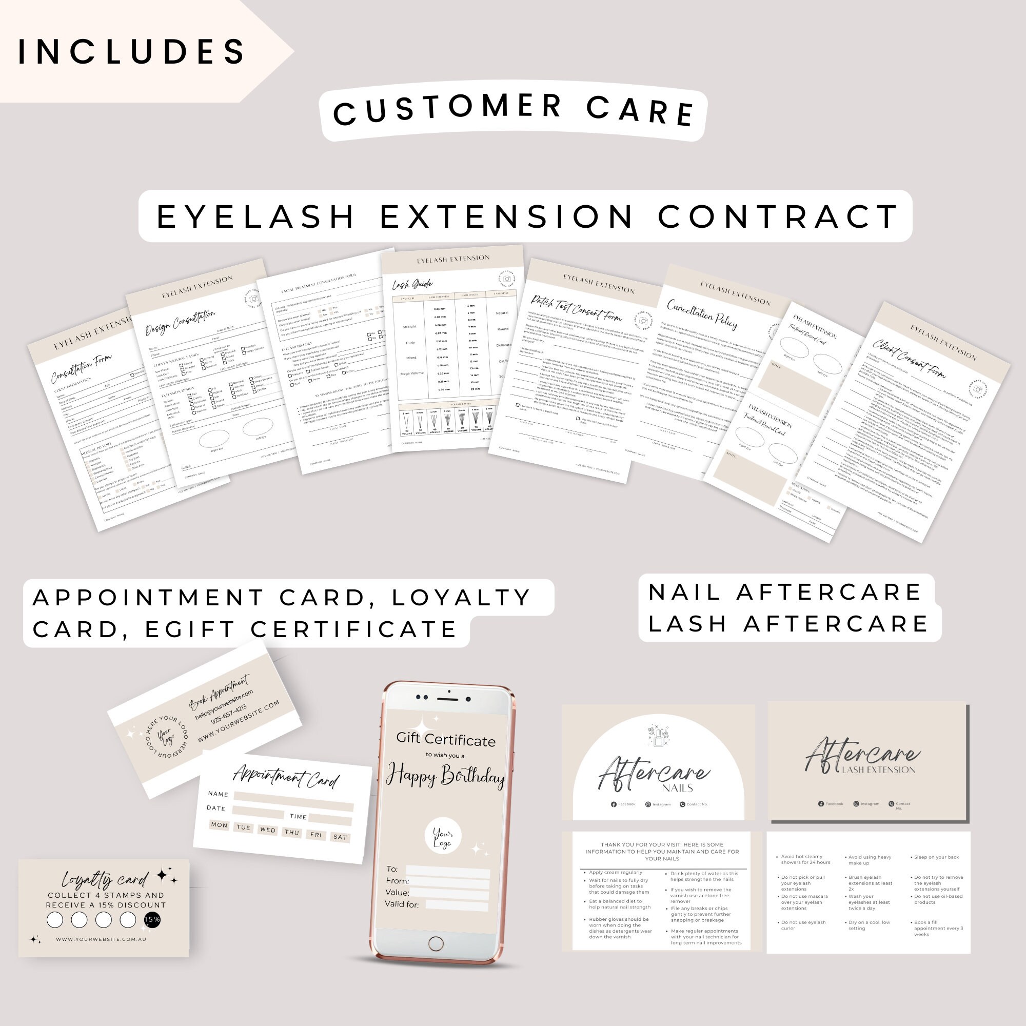 Beauty Salon Planner and Business Templates Pack, Instagram, Employee ...