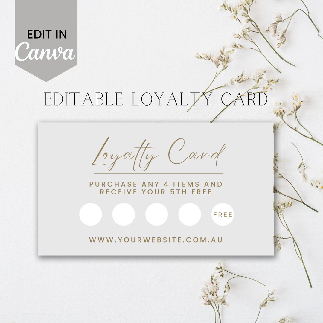 Minimalist Editable Loyalty Card Template, Customizable Rewards Card ...