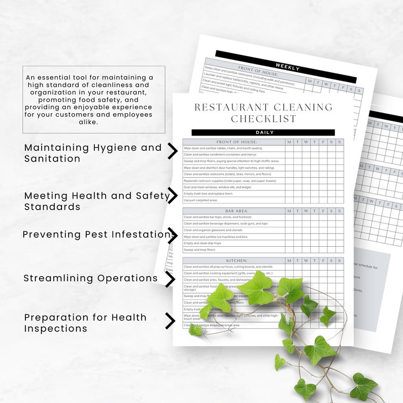 Restaurant Cleaning Checklist Template, Editable Kitchen Cleaning Rota ...