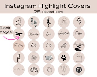 Instagram Highlight Cover Icons Neutral Color Palette - Etsy Israel