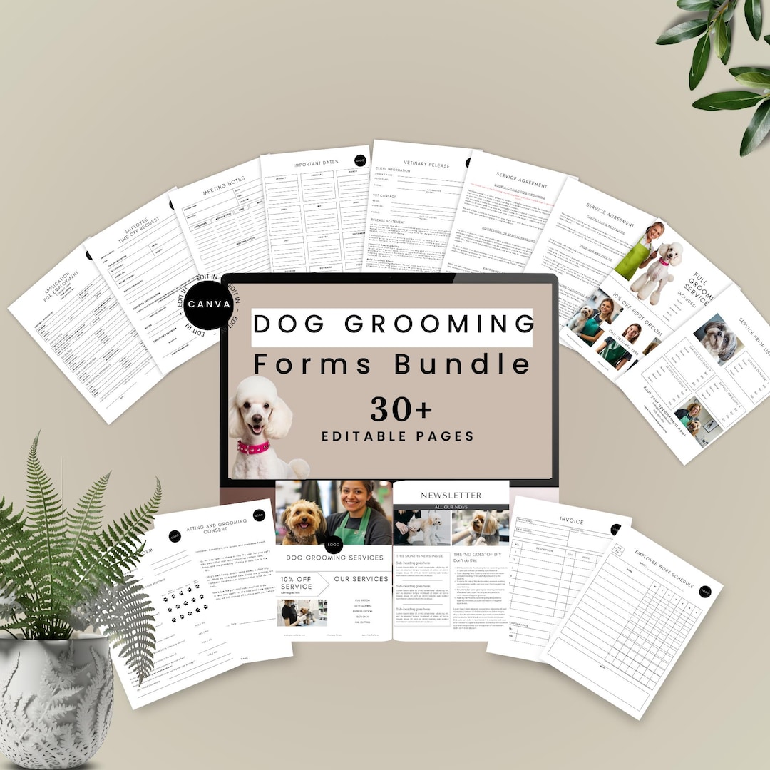 Editable Dog Grooming Business Forms Bundle, Grooming Contract and ...