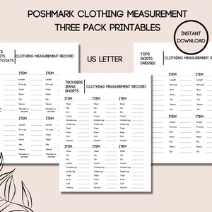 Poshmark Template | Record of Measurements Three Pack, Reseller ...