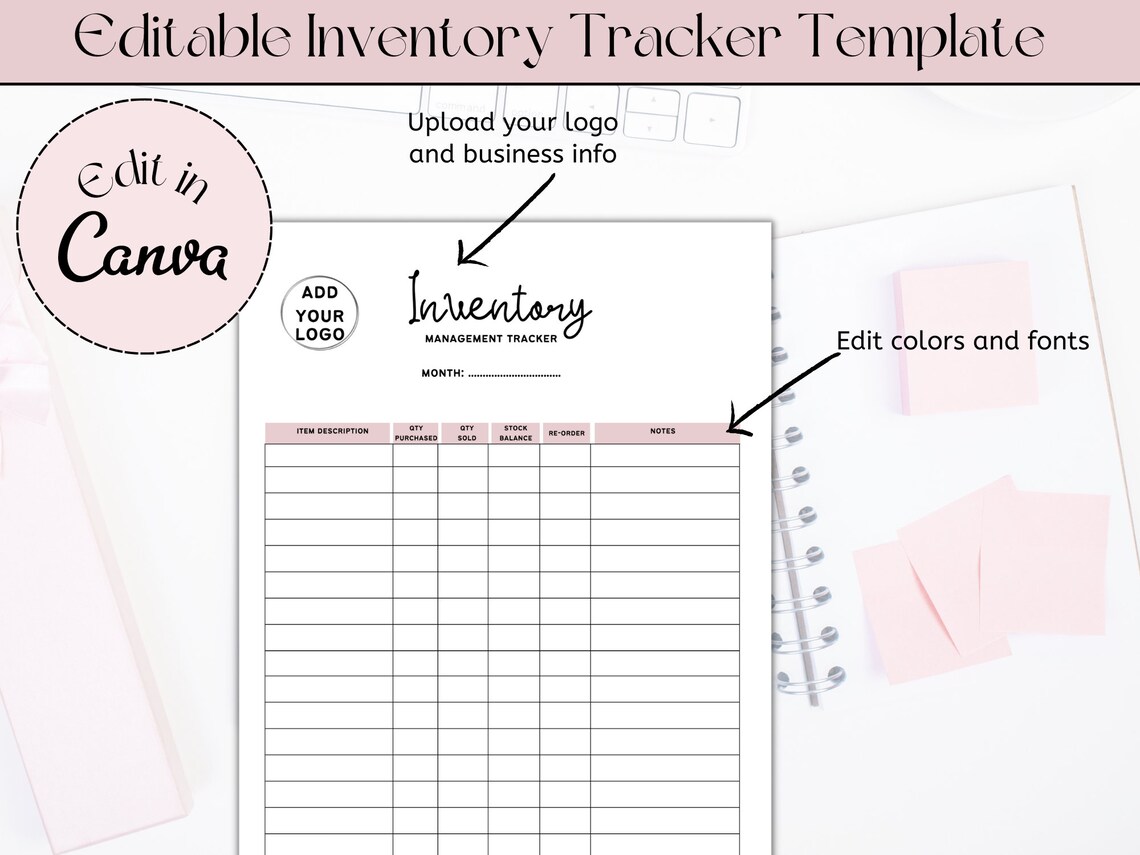 Editable Inventory Tracker, Printable Business Inventory Record ...