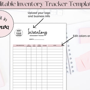 Editable Inventory Tracker, Printable Business Inventory Record ...