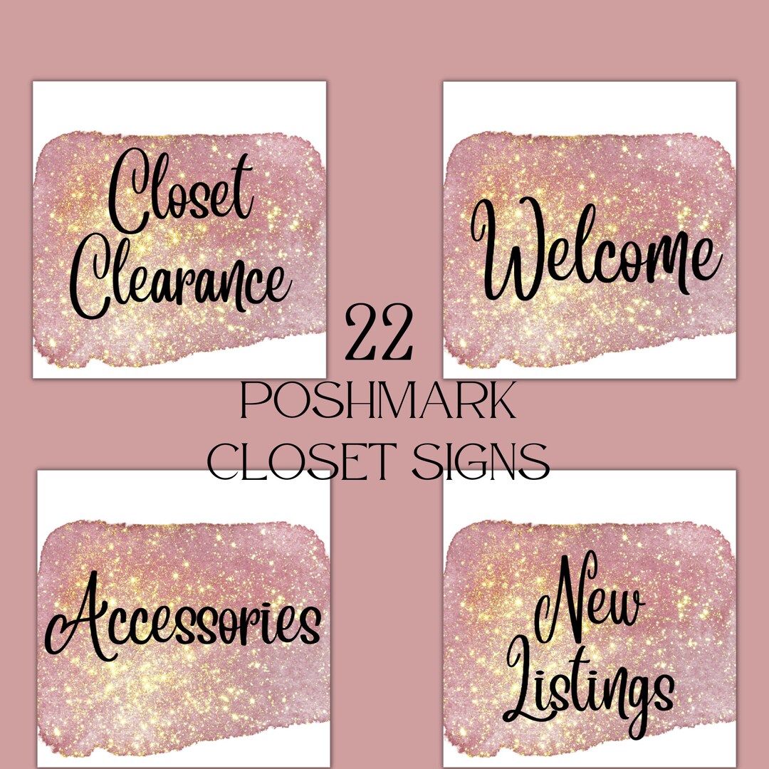 Pink Sparkle-effect Poshmark Closet Signs | Poshmark Reseller Shop ...