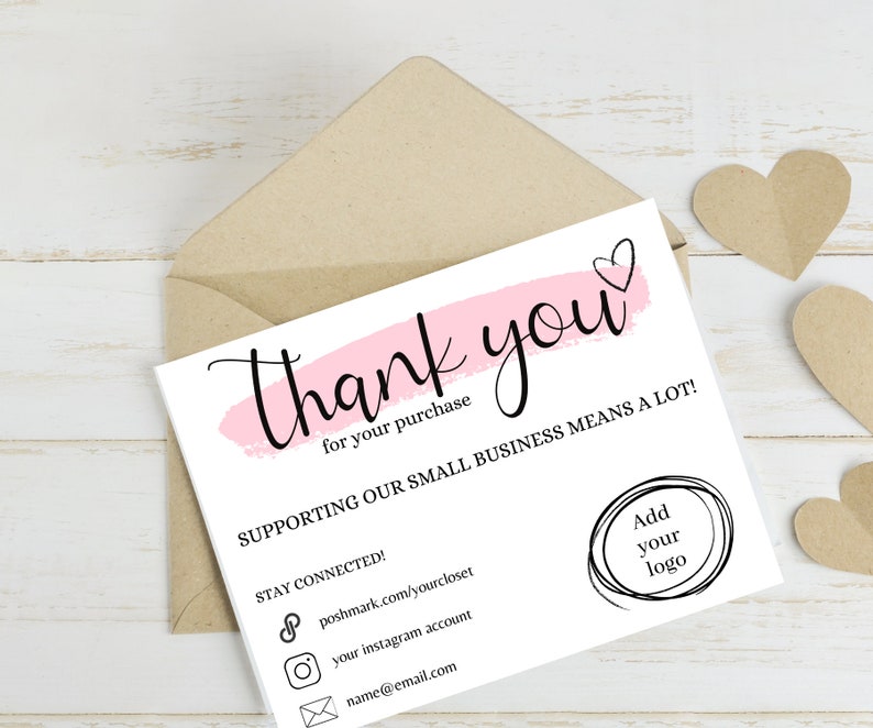 Editable Thank You Business Card Template Small Business. Thank You for ...