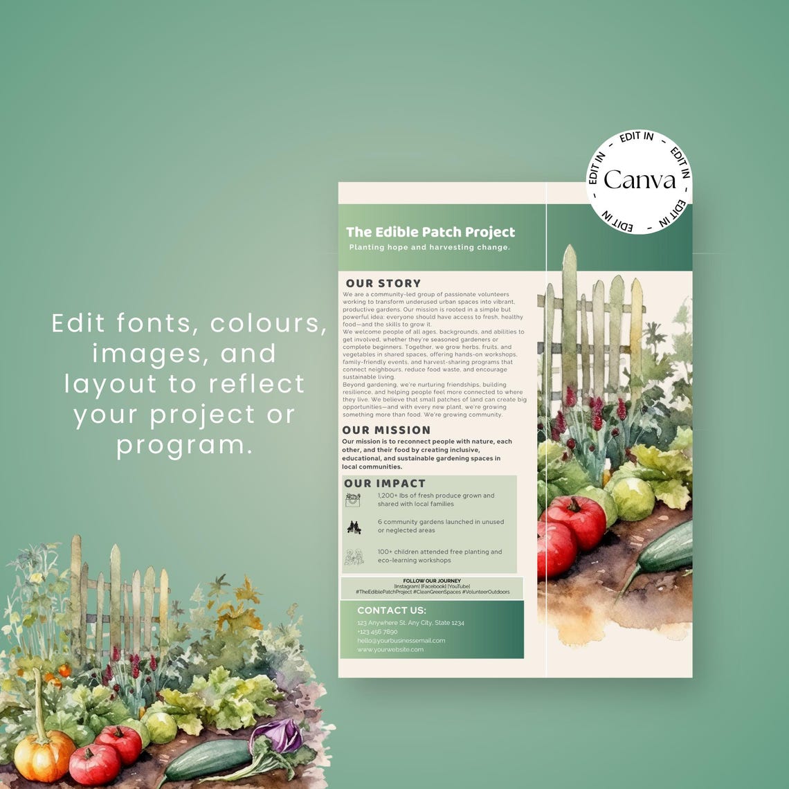 One Pager Community Garden Project Templates – Editable One-page ...