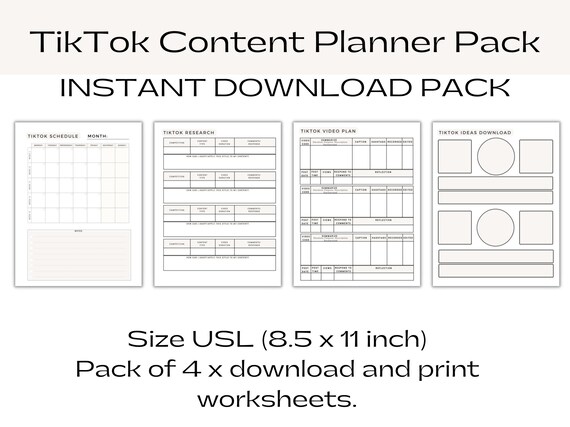 Tiktok Planner Worksheets Schedule Printable Planning Sheets | Etsy ...