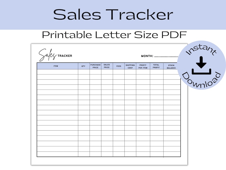 Sales Tracker Printable, Order Tracker Template, Sales Management ...