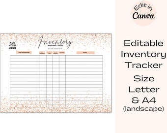 Inventory Tracker Small Business Form Editable Template - Etsy