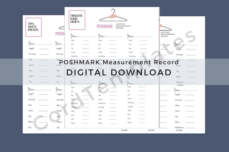 Poshmark Template Clothes Measurement Record Sheet Reseller Measuring ...