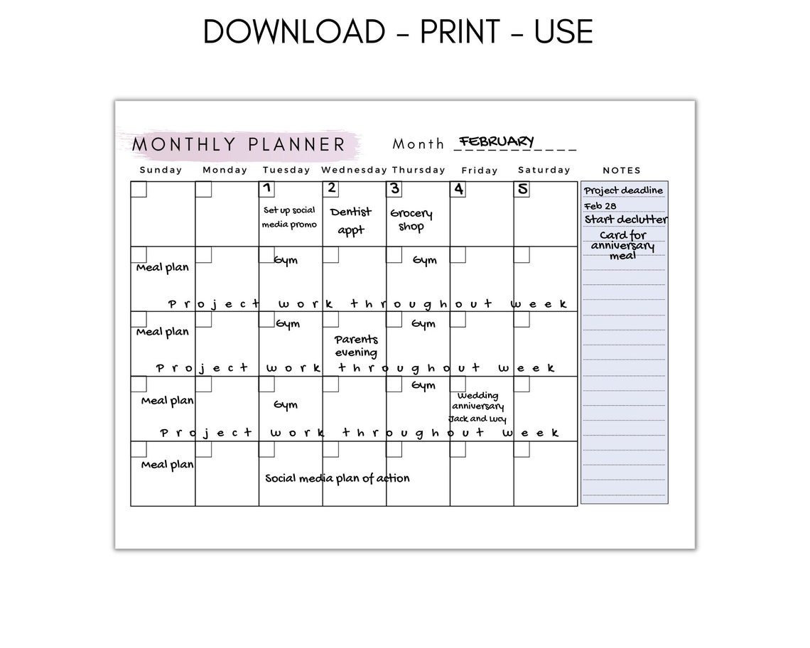 Monthly Planner Printable, to Do List, Productivity Planning Page - Etsy UK