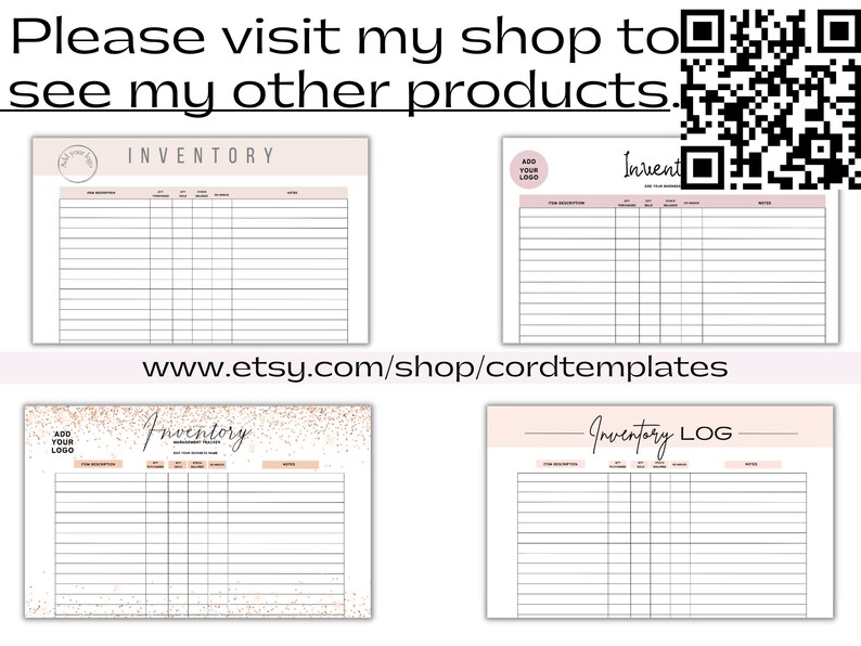 Editable Inventory Tracker, Printable Business Inventory Record ...