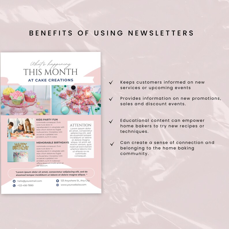 Cake Business Service Newsletter Pack, Bakery Newsletter Template ...