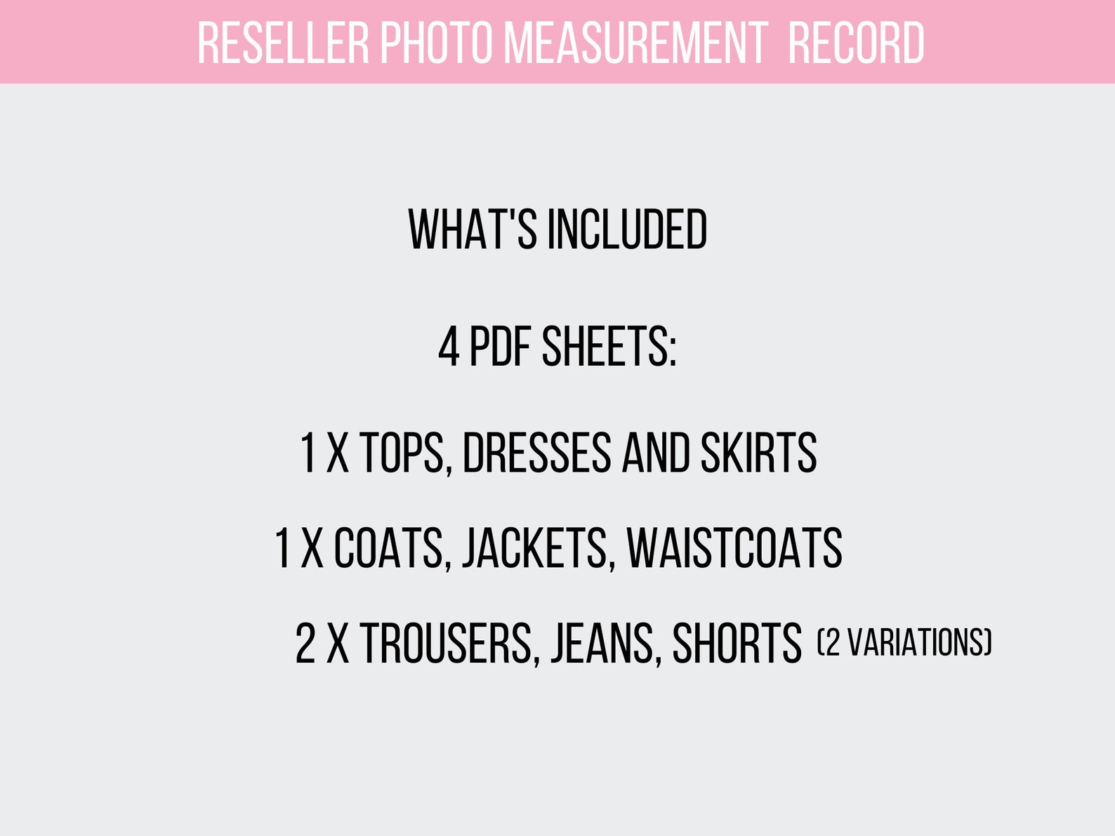 Clothing Measurement Photo Note Printables Reseller - Etsy