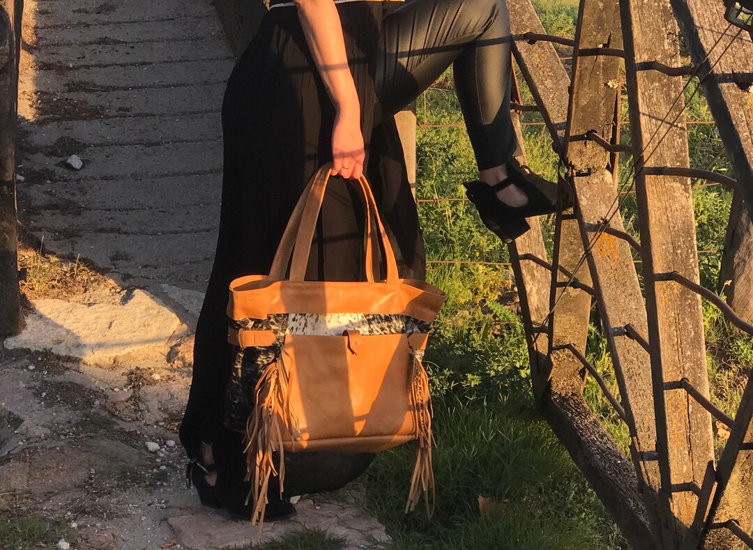 Cowhide Tote Bag, Large Cowhide Tote Purse. - Etsy