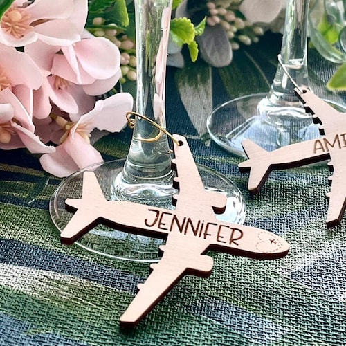 Airplane Place Cards for Wedding or Party Wooden Engraved - Etsy