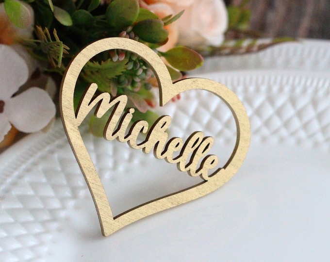 Heart Place Card Name Tags for Plate Names Bridal Shower Dinner Party ...