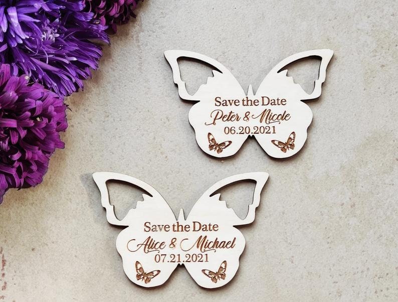 Personalized Butterfly Save the Date Magnets - Wedding Invitation ...