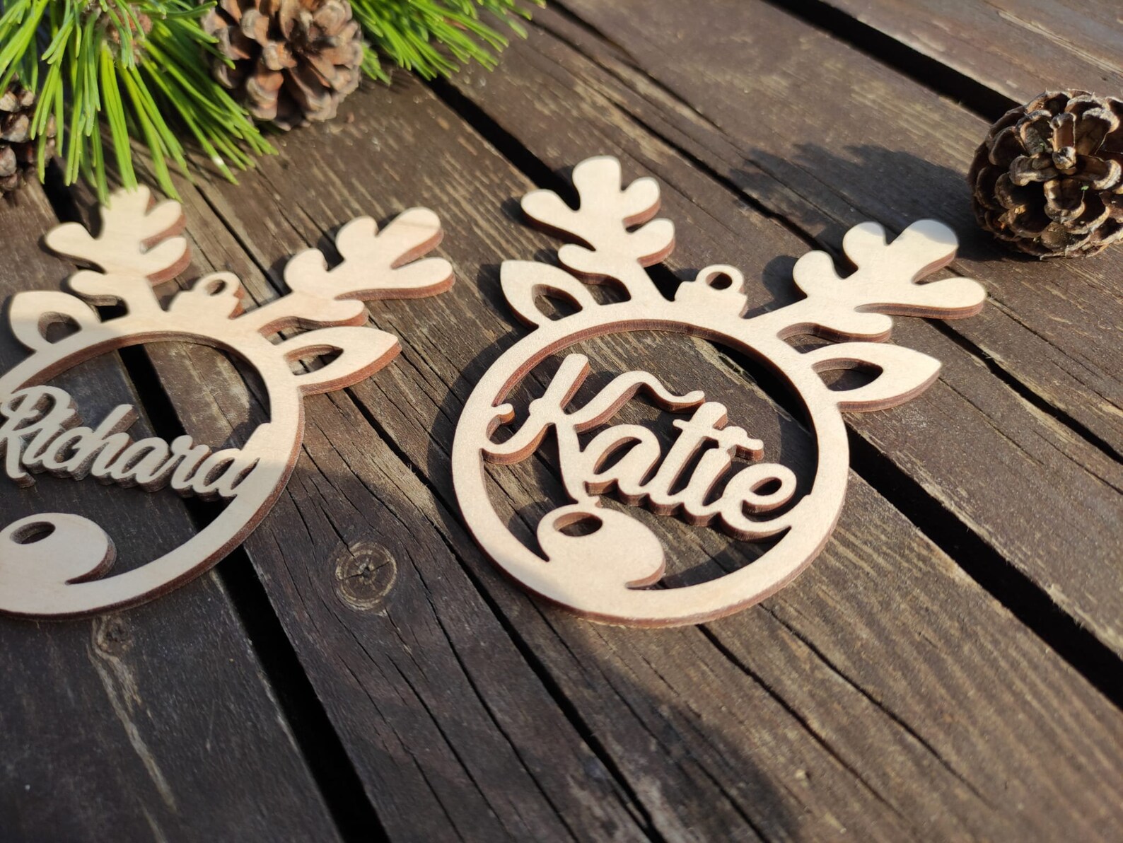 Personalized Reindeer Christmas Ornaments - Wood Custom Deer Christmas ...