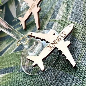 Airplane Wine Charms - Personalized Plane Drink Tags - Airplane Place ...
