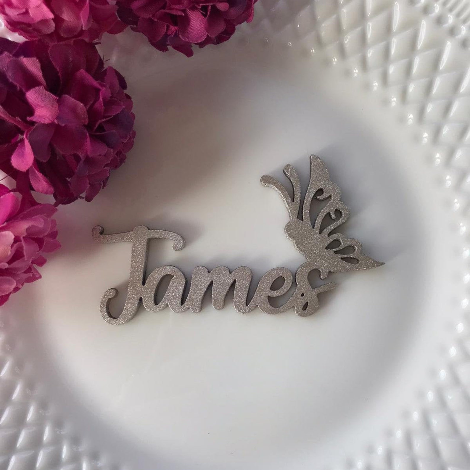 Personalized Wood Butterfly on Name Name Card Wedding | Etsy