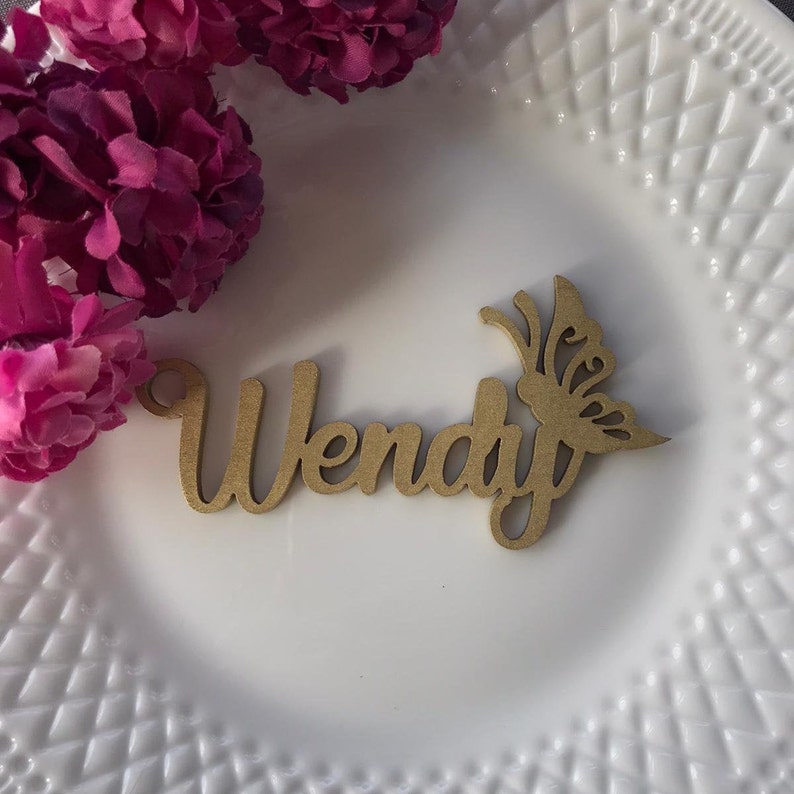Personalized Wood Butterfly on Name Name Card Wedding | Etsy