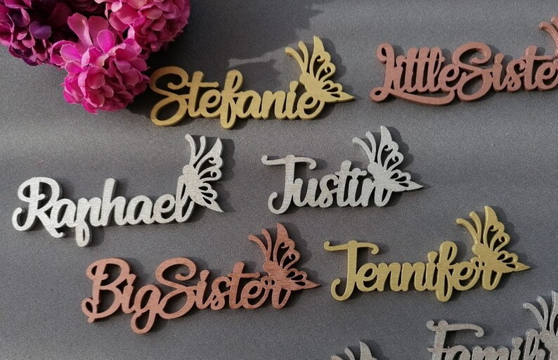 Personalized Wood Butterfly on Name Name Card Wedding | Etsy