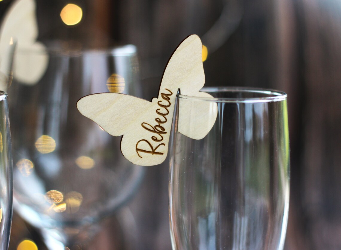Personalized Butterfly Glass Tags - Butterfly Glass Markers - Custom ...