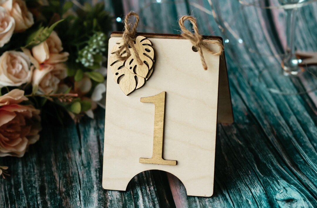 Tropical Table Numbers - Wooden Table Number Signs - Tropical Wedding ...