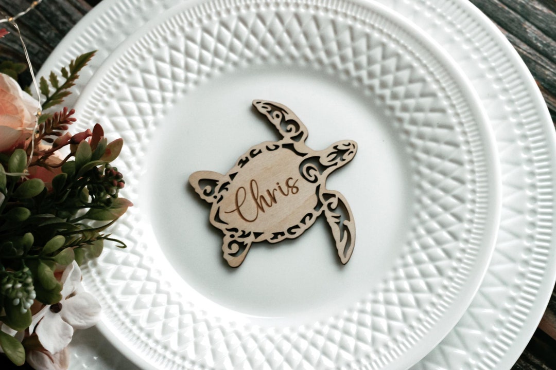 Turtle Place Cards Custom Turtle Tropical Name Tags Hawaii Wedding ...
