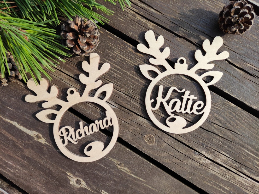 Personalized Reindeer Christmas Ornaments - Wood Custom Deer Christmas ...